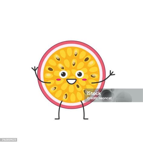 캐릭터 만화 열정 과일 인사 웃는 얼굴 쾌활 한 Kawaii 기쁨 행복 감정 아이콘 벡터 일러스트 레이 션 패션프룻에 대한 스톡 벡터 아트 및 기타 이미지 Istock