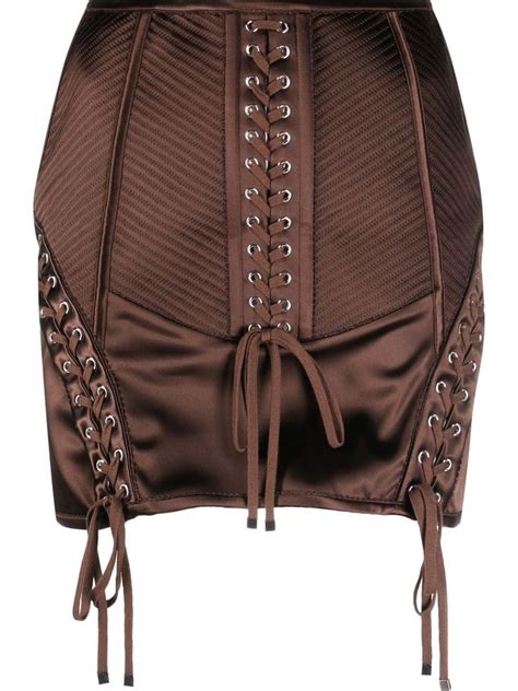 Dolce And Gabbana Lace Up Mini Skirt Brown Farfetch Uk Dolce And