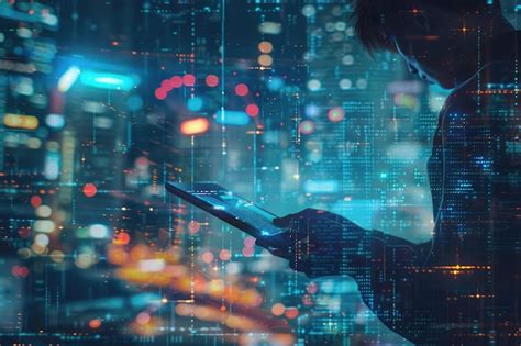 premium photo man programmer developing software for smart city with iot concept