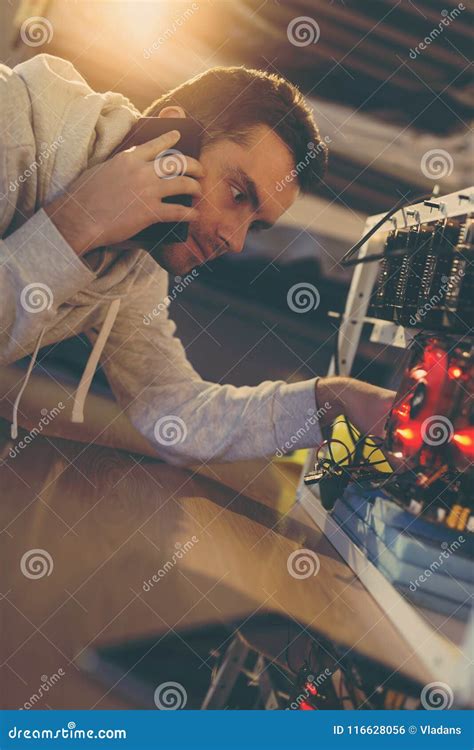 Setting Up A Mining Rig Stock Photo Image Of Business 116628056