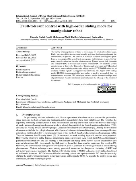 Fault Tolerant Control With High Order Sliding Mode For Manipulator