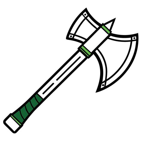 Double Bit Axe With Green Handle Illustration 66343161 Vector Art At Vecteezy