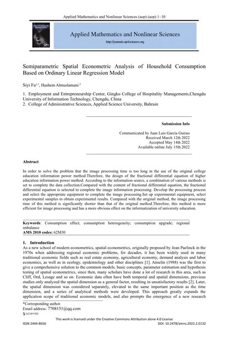 Pdf Semiparametric Spatial Econometric Analysis Of Household