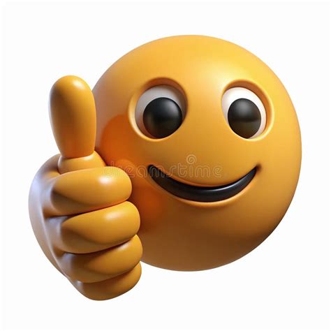 Smiling Yellow Emoji Giving Thumbs Up Gesture With Expressive Face On