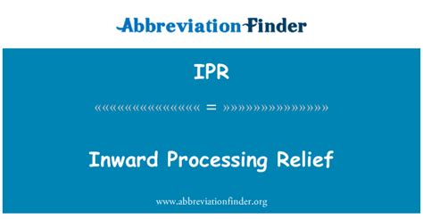Ipr 代表 抵港处理救济 Inward Processing Relief