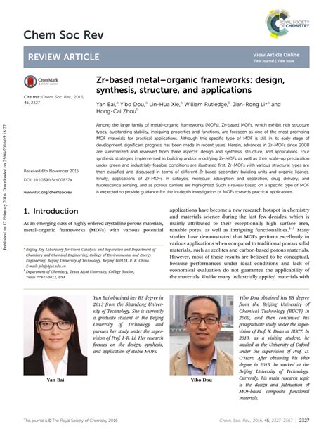 Pdf Zr Based Metal Organic Frameworks Design Synthesis Structure