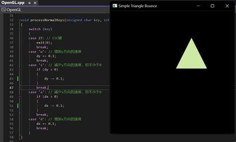 Openglglut实践：实现反弹运动的三角形动画与键盘控制 Plus Waves Blog