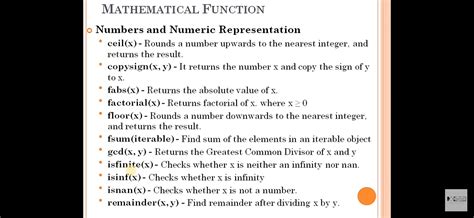 Numeric Functions Python Notes Teachmint