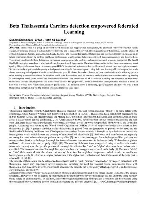 pdf beta thalassemia carriers detection empowered federated learning