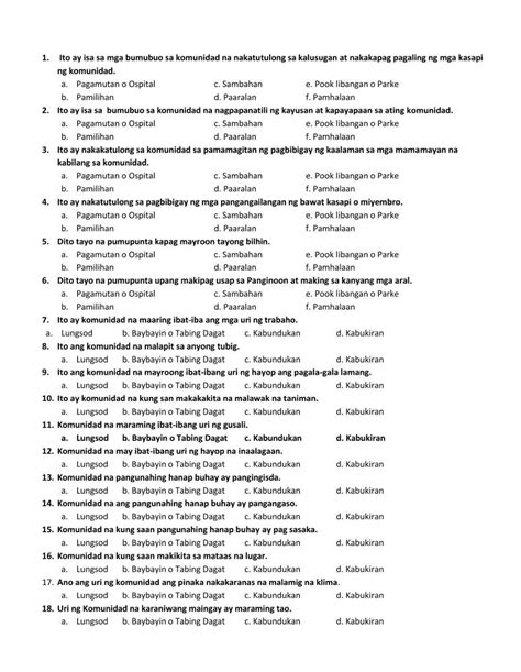 Uri Ng Komunidad Free Interactive Worksheets 451038