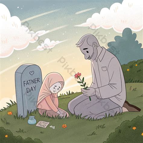 A Daughters Tears Remembering Father On Fathers Day Illustration