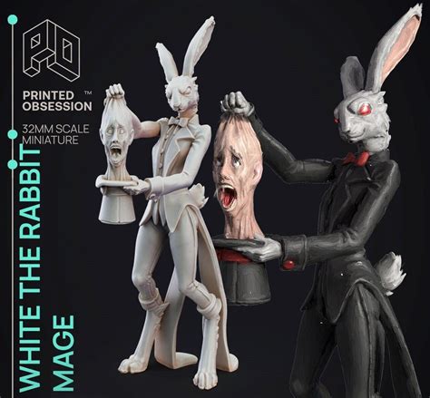 White Rabbit Mage Miniature Freakshow Cirkus Tabletop Gaming Printed Obsession Etsy
