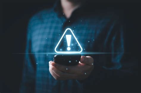 Premium Photo Businessman Holding Smartphone With Caution Warning