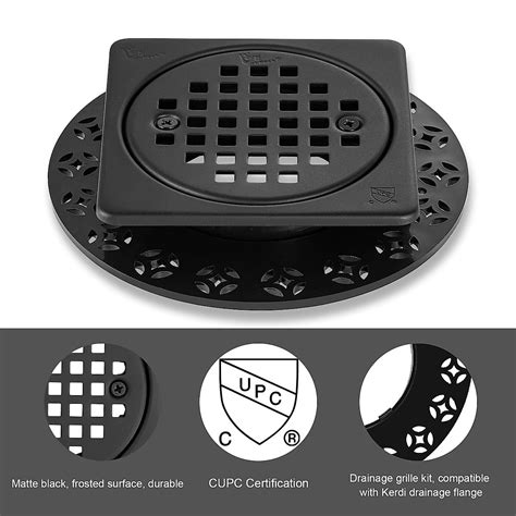 4 Inch Drain Kit For Schluter Kerdi Drain Matte Black