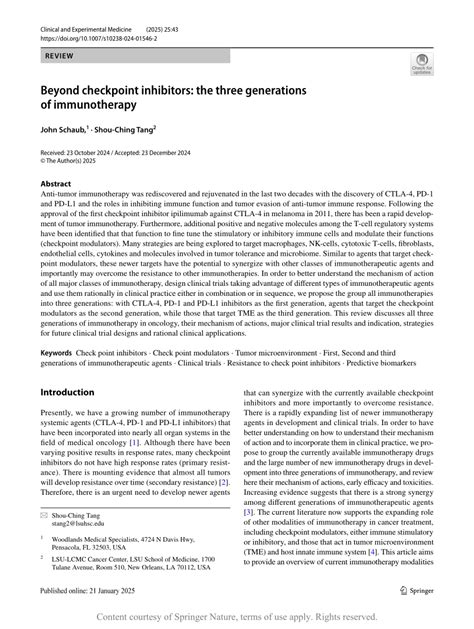 Pdf Beyond Checkpoint Inhibitors The Three Generations Of Immunotherapy