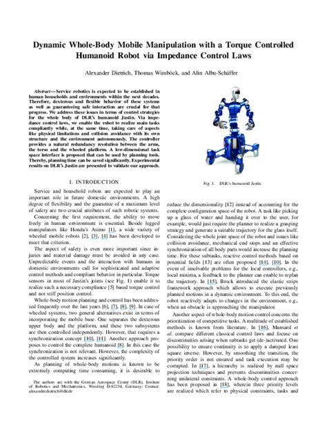 Pdf Dynamic Whole Body Mobile Manipulation With A Torque Controlled
