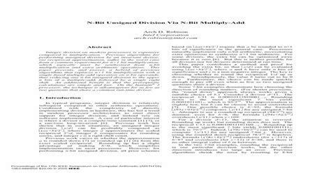 [ieee 17th ieee symposium on computer arithmetic arith 05 cape cod