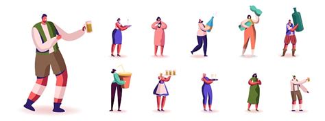 볼트에서 캐릭터 와인 Degustation 거대한 배럴과 지하실에서 와인 잔을 들고 작은 사람들 맥주에 대한 스톡 벡터 아트 및