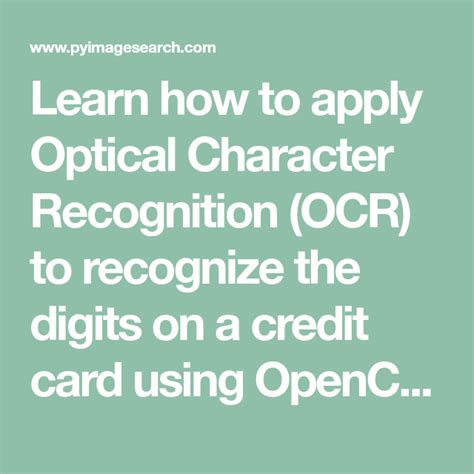 Master The Art Of Credit Card Digit Recognition With Opencv And Python