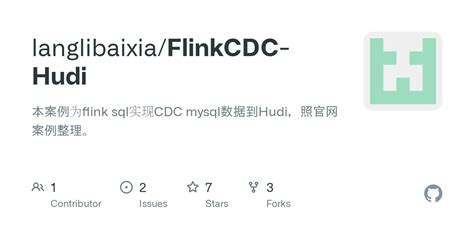 github langlibaixia flinkcdc hudi 本案例为flink sql实现cdc mysql数据到hudi
