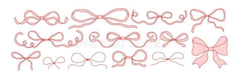Set Of Hand Drawn Ribbon Stock Vector Illustration Of Coquette 411459676