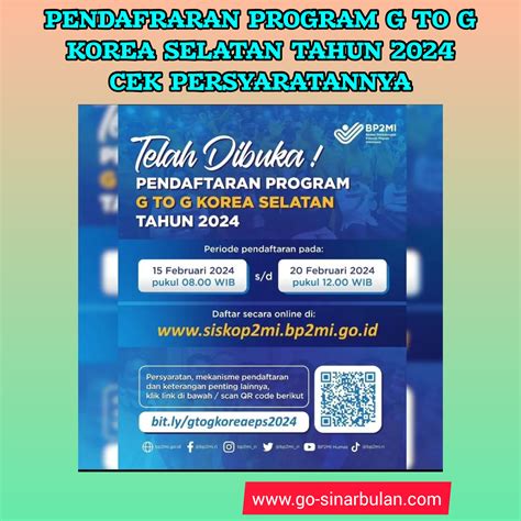 Pendaftaran Program G To G Korea Selatan Tahun 2024 Cek Persyaratannya Go Sinarbulan Com