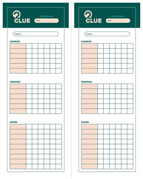 Original Clue Game Sheets 8 Free Pdf Printables Printablee Clue Games Board Game Template