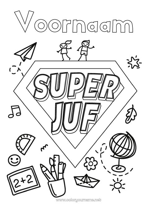 Kleurplaat Nr 2272 Held Juf Meester Superbadge