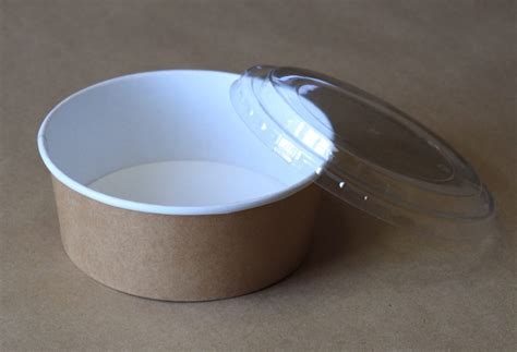 Крафт контейнер круглый с плоской прозрачной крышкой 1000 мл оптом в ...