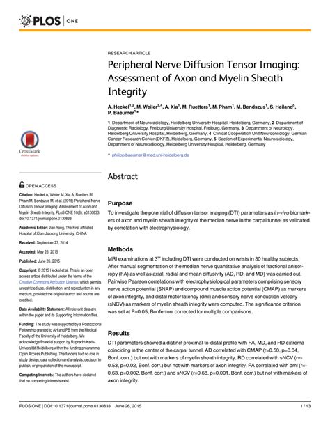 Pdf Peripheral Nerve Diffusion Tensor Imaging Assessment Of Axon And