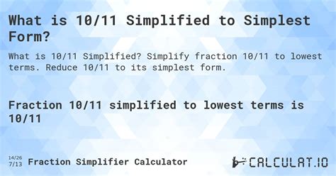 What Is 10 11 Simplified To Simplest Form Calculatio