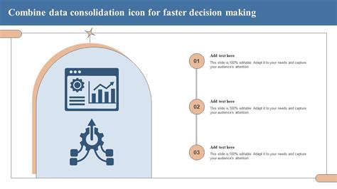 Combine Data Consolidation Icon For Faster Decision Making Ppt Slide