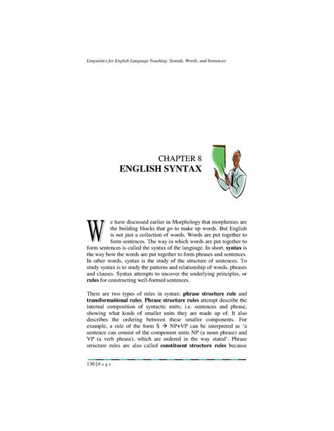 Chapter English Syntax Linguistics For English Language Teaching Sounds Words And