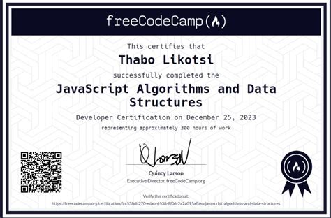 Thabo Likotsi On Linkedin Javascript Freecodecamp Certificationachieved Codingjourney