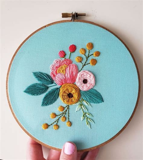 Peony Cluster Embroidery Pattern Floral Embroidery Design Hand