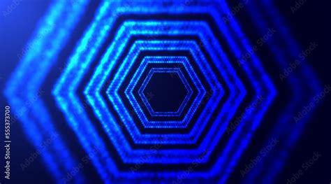 Hexagonal Tunnel With Depth Of Field Abstract Futuristic Tunnel With