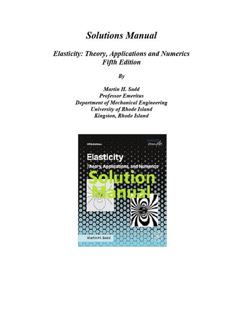 Solutions For Problems From Elasticity 5th Edition By Martin H Sadd