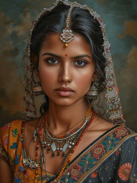 Premium Photo Beautiful Young Girl Indian Bride In Traditional Dress
