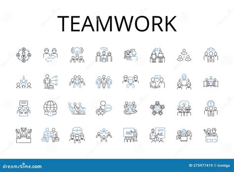 Teamwork Line Icons Collection Collaboration Partnership Alliance