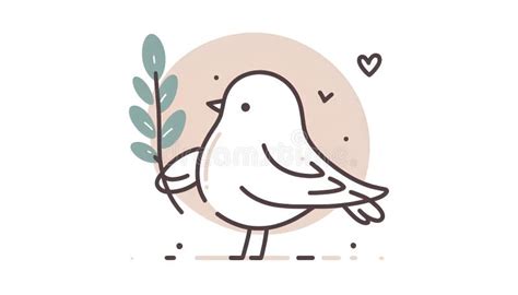 A Simplistic Illustration Of A Bird Holding A Leafy Branch The Bir