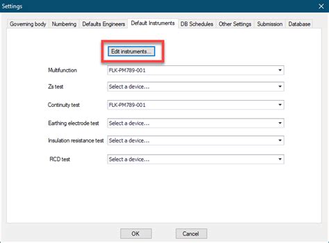 default instruments tab