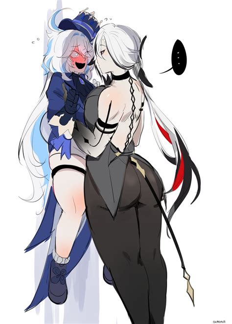 Furina And Arlecchino Genshin Impact Drawn By Kurenaizkuayrenaiz