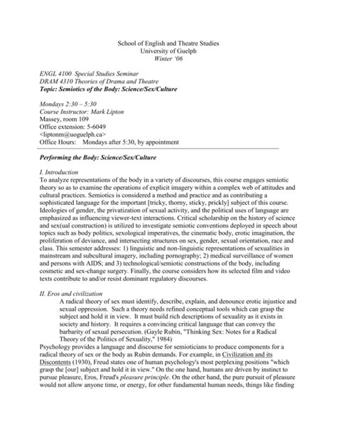 Semiotics Of The Body Sciencesexculture