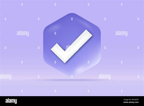 3d Check Mark Success Icon Isolated On Light Blue Background Realistic Polygon Sign Tick