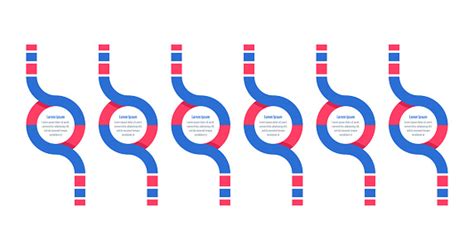 연례 보고서 인터넷 교육 비즈니스 잡지 정보 템플릿입니다 6단계 인포그래픽 템플릿입니다 파란색빨간색 반지 인포 그래픽 템플릿 곤색에 대한 스톡 벡터 아트 및 기타 이미지