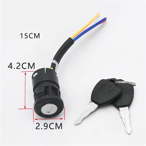 Ignition Key Barrel Switch 3 Wire Position For Electric Scooter E Bike