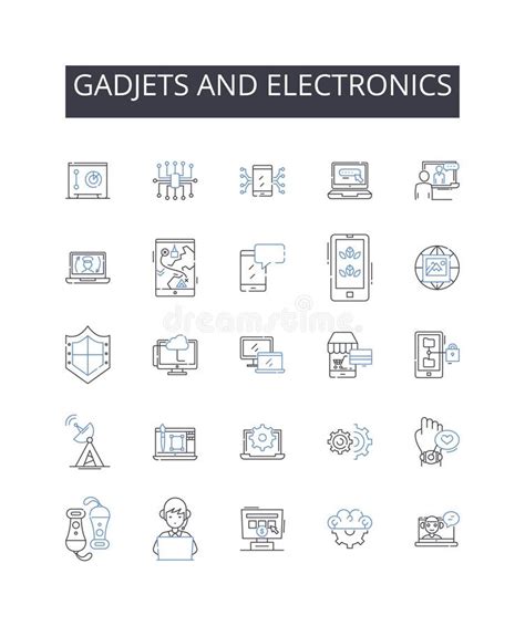 Gadjets And Electronics Line Icons Collection Devices Appliances Tech Gadgets Machines