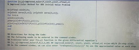 Solved Use Matlab Please Thanks The Code For Chegg