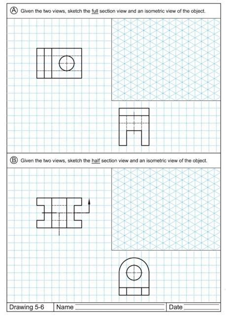 solved a given the two views sketch the full section view