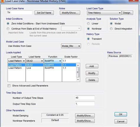 modal nonlinear time history analysis in sap2000 computers and